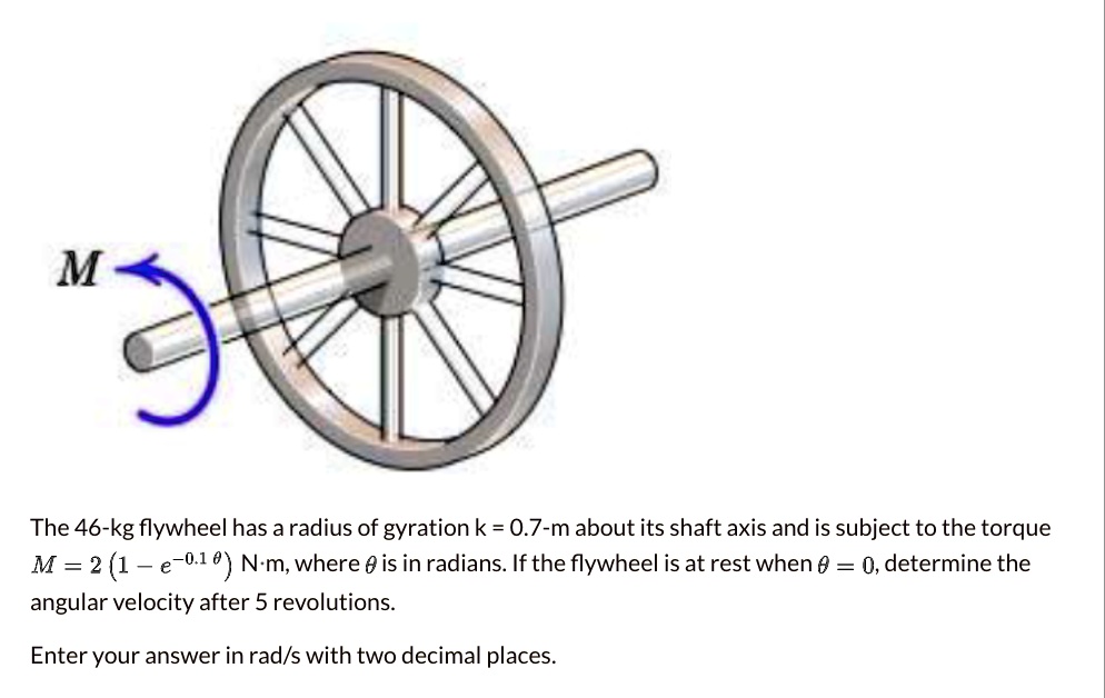 m the 46 kg flywheel has a radius of gyration k 07 m about its shaft ...