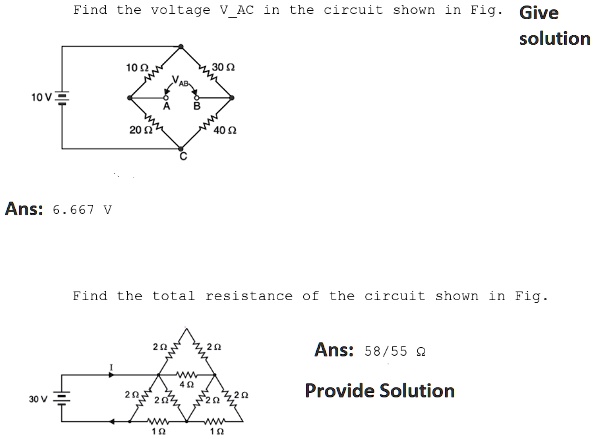 Find the voltage VAC in the circuit shown in Fig. Give solution 10 V 30 ...
