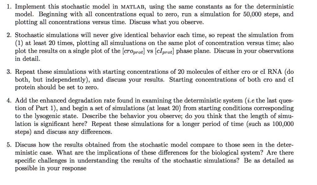 Solved Implement This Stochastic Model In Matlab Using The Same Constants As For The