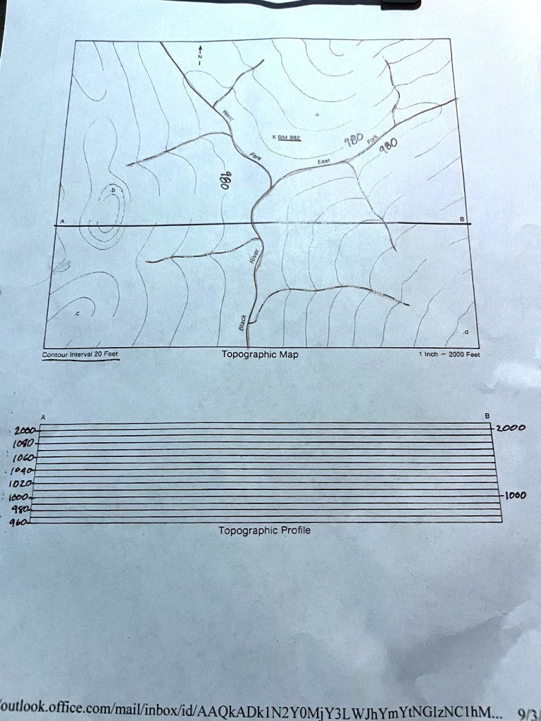 draw a topographic profile for the figure below along the a a line ...