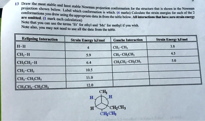 SOLVED: Draw thc most stable and Ieast projcction shown slable below ...
