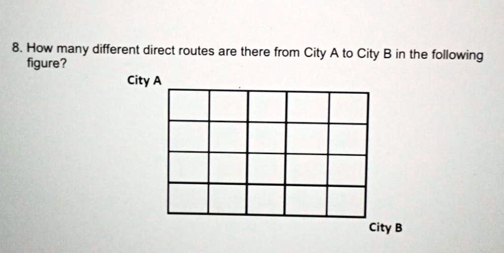 SOLVED: 8. How many different direct routes are there from City A to ...