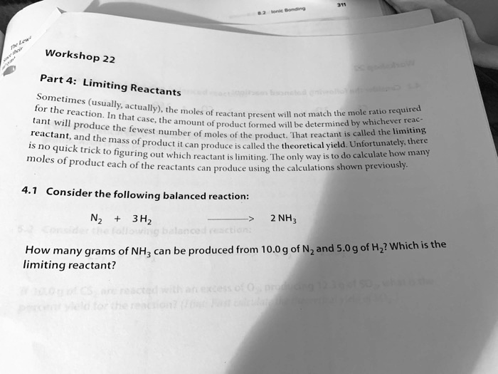 Solved Workshop 22 Part 4 Limiting Reactants Sometimes Usually For