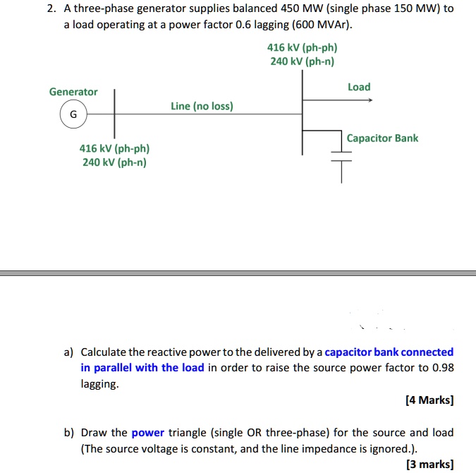 SOLVED: Regarding a 3-phase generator A three-phase generator supplies ...