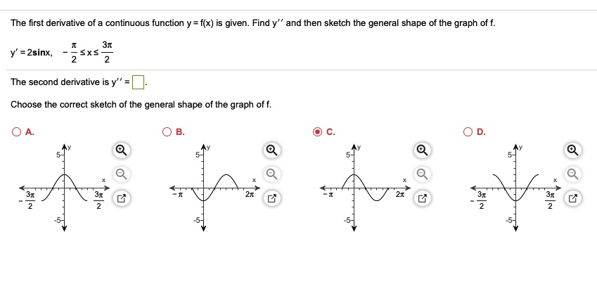 the first derivative of a continuous function y fx is given find y and then sketch the general ...