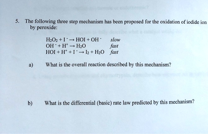 the following three step mechanism has been proposed for the oxidation ...