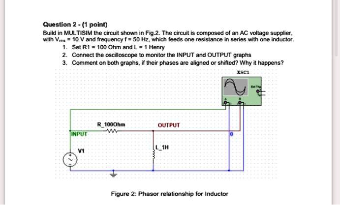 Question 2 - (1 point) Build in MULTISIM the circuit shown in Fig.2. The circuit is composed of ...