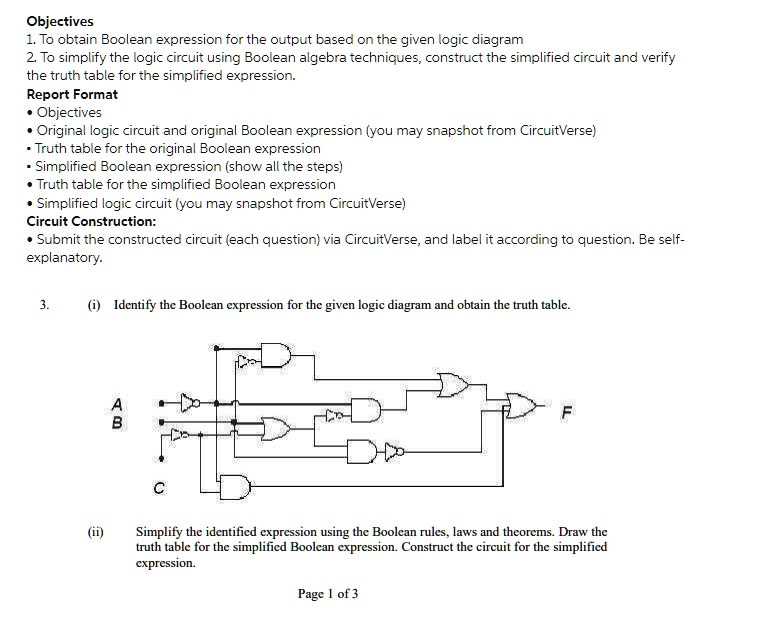 SOLVED: Need full steps. Step by step. Objectives: 1. To obtain Boolean expression for the ...