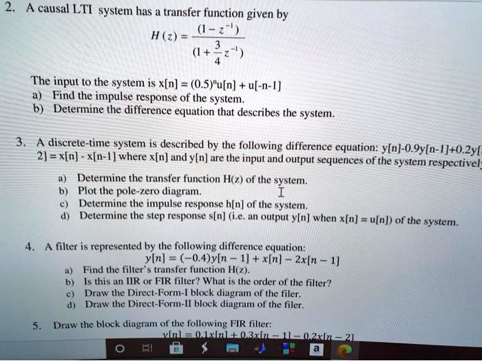 2a causal lti system has a transfer function given by the input to the system isxn05unu n 1 a ...