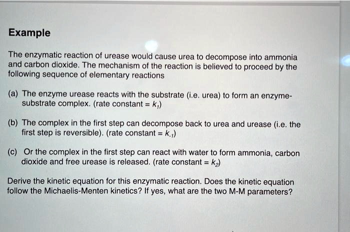 SOLVED: The enzymatic reaction of urease would cause urea to decompose ...