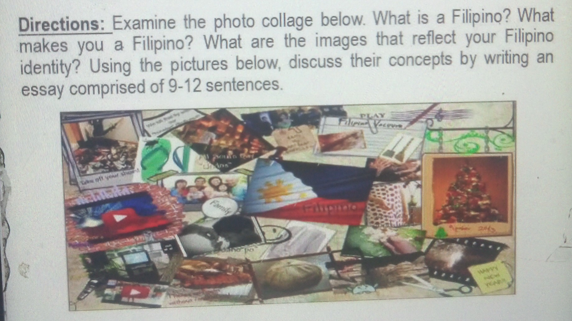 directions examine the photo collage below what is a filipino what ...