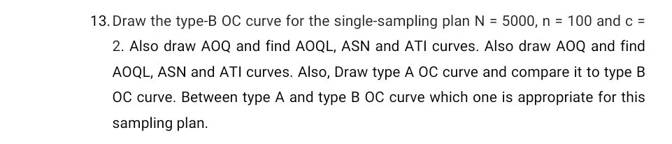 Solved 13 Draw The Type B Oc Curve For The Single Sampling Plan N