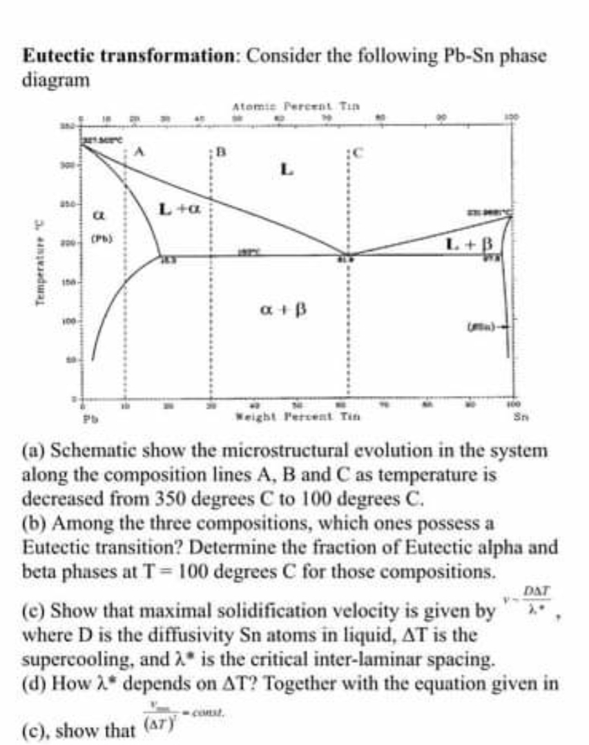 SOLVED: Eutectic transformation: Consider the following Pb-Sn phase ...