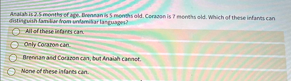 Anaiah is 2.5 months of age. Brennan is 5 months old. Corazon is 7 ...
