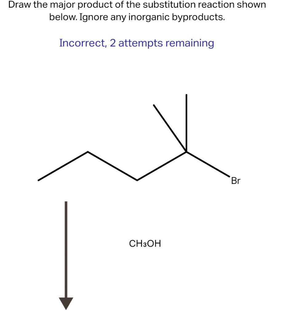SOLVED: Draw the major product of the substitution reaction shown below. ignore any inorganic ...