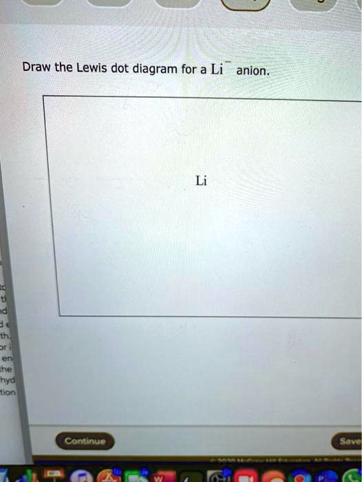 SOLVED: Draw the Lewis dot diagram for a Li anion In Continue