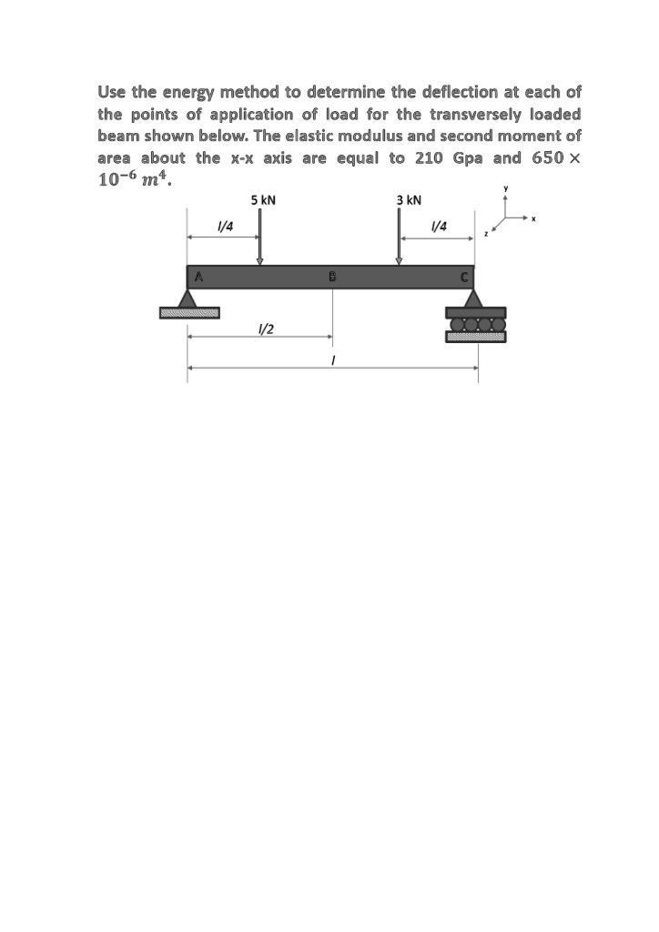 SOLVED: Use the energy method to determine the deflection at each of the points of application ...