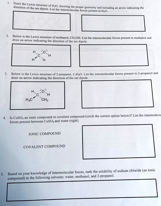 SOLVED: Draw the Lewis structure and direction of the following ...