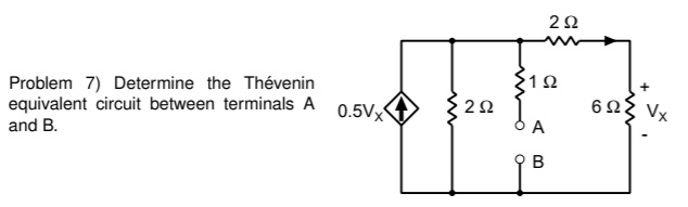 SOLVED: 29 Problem 7) Determine the Thevenin equivalent circuit between terminals A and B. 0.5V