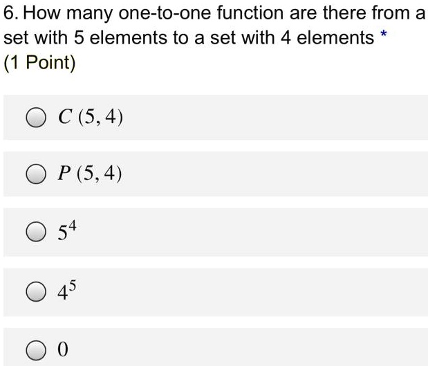 6. How many one-to-one functions are there from a set with 5 elements ...