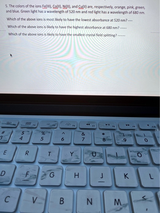 The colors of the ions FelIl) , Colll), NifI}, and Cu… - SolvedLib