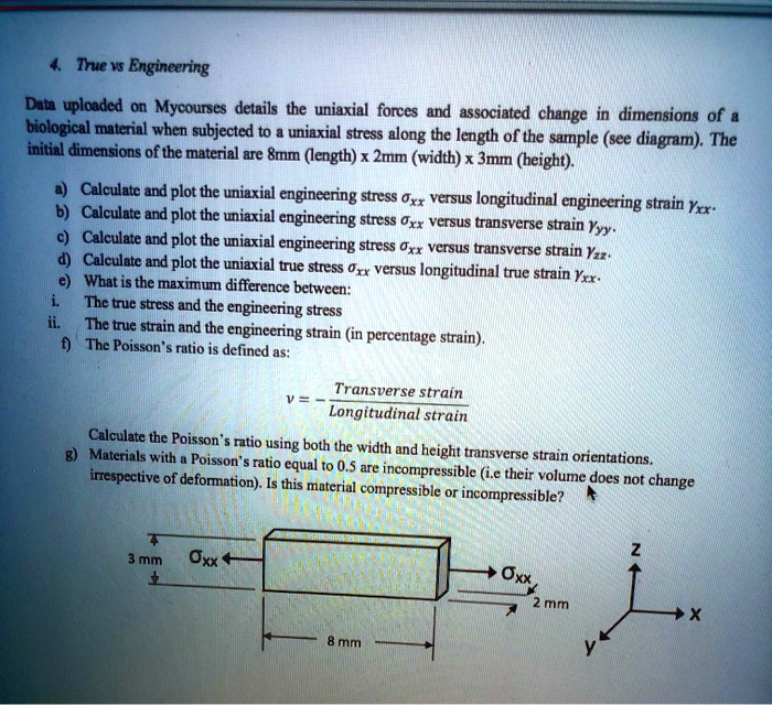 4 true vs engineering data uploaded on mycourses details the uniaxial forces and associated ...