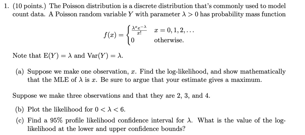 Solved 10 Points The Poisson Distribution Is A Discrete 