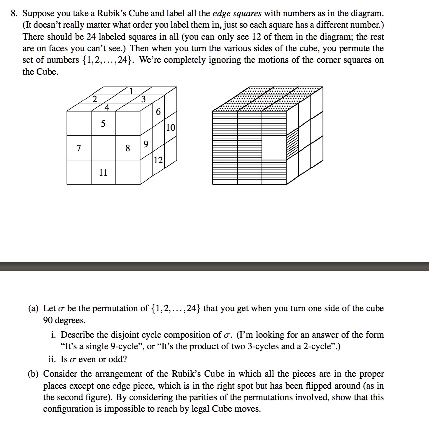 SOLVED: Suppose you take a Rubik's Cube and label all the edge squares with numbers as in the ...