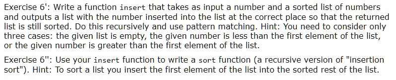 Solved In Sml Of New Jersey Exercise 6 Write A Function Insert That Takes As Input A Number 7603