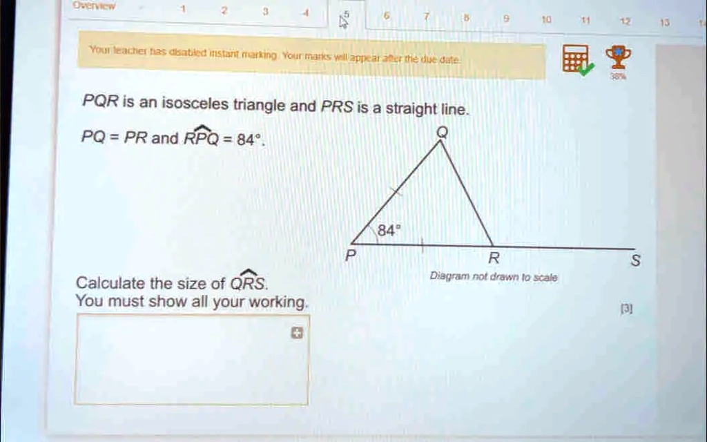SOLVED: You ate fus dbaltd MStam neting Ycir e. PQR is an isosceles triangle and PRS is a ...