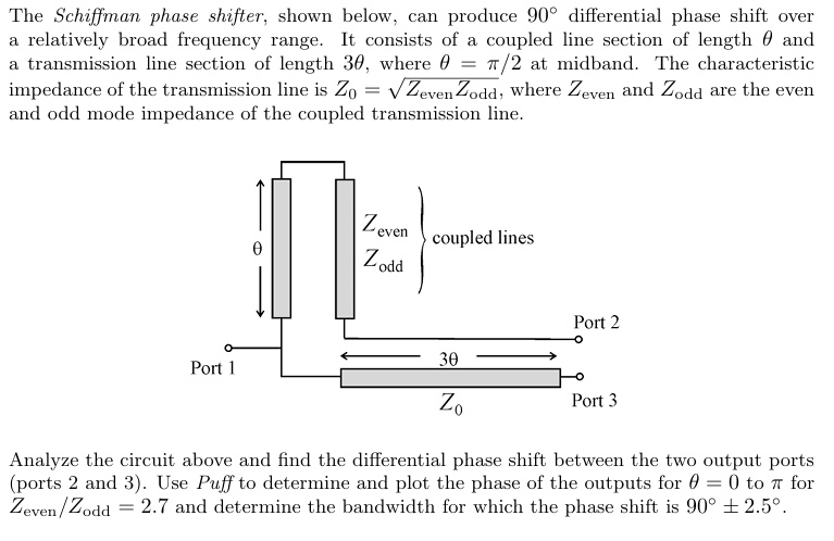 The Schiffman phase shifter, shown below, can produce 90° differential ...