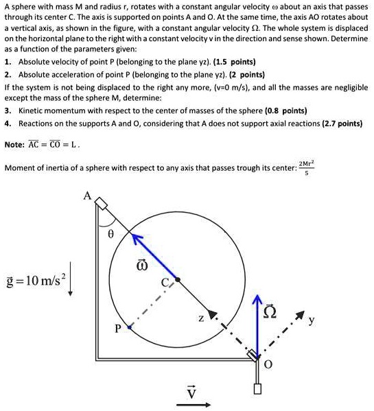 SOLVED: A sphere with mass M and radius r rotates with a constant ...
