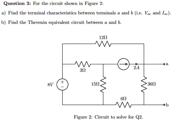 SOLVED: Question 2: For the circuit shown in Figure 2: Find the terminal characteristics between ...