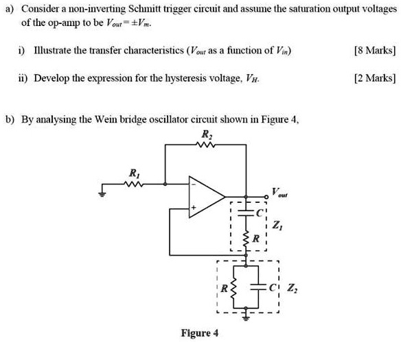 SOLVED: Consider a non-inverting Schmitt trigger circuit and assume the saturation output ...