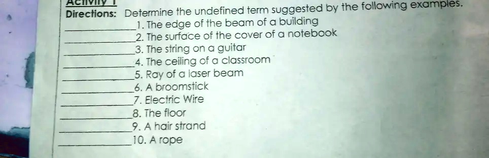 Directions: Determine the undefined term suggested by the following ...