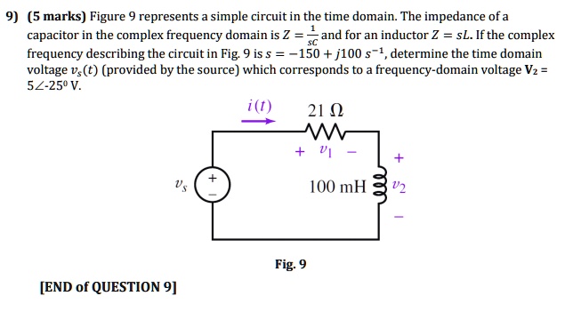 SOLVED: Figure 9 represents a simple circuit in the time domain. The ...