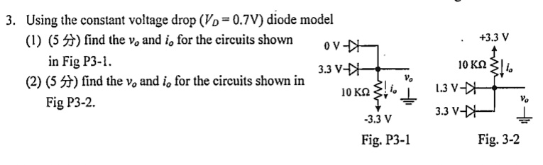 3 using the constant voltage drop v 07v diode model 1 5 find the vo and ...