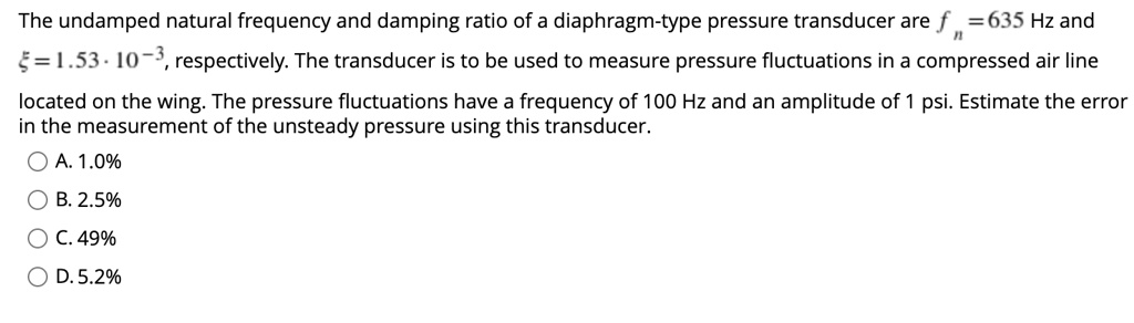 SOLVED: The undamped natural frequency and damping ratio of a diaphragm ...