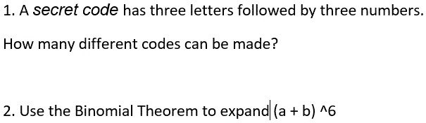 1 a secret code has three letters followed by three numbers how many ...