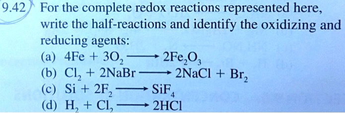 9.42 For the complete redox reactions represented here, write the half ...