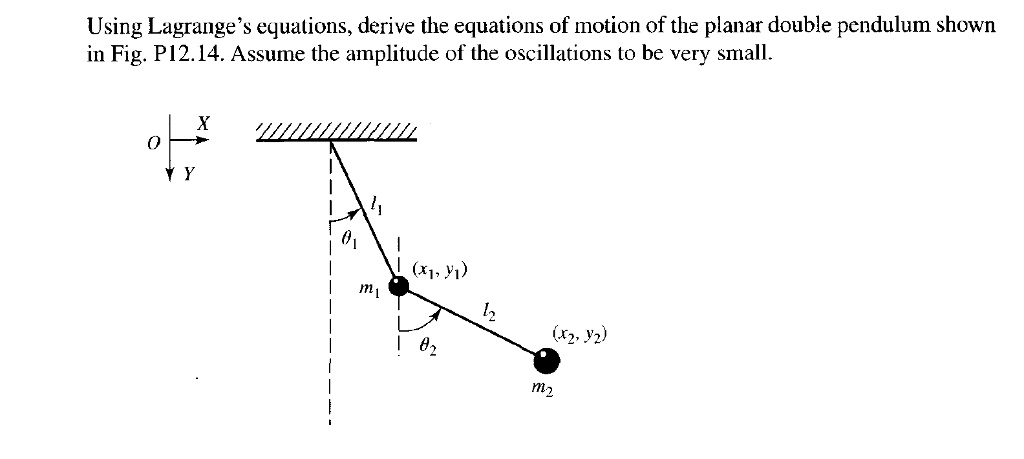 SOLVED: Please find answer in terms of X1(t) and X2(t) Using Lagrange's equations, derive the ...