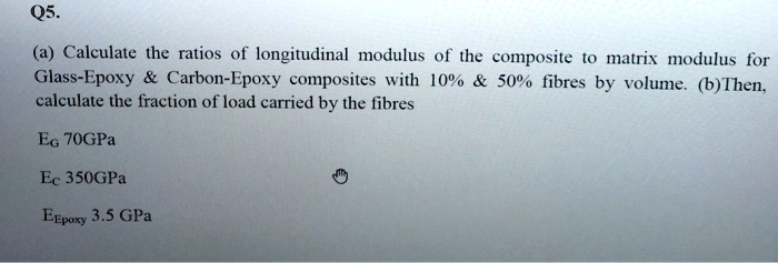 Q5. (a) Calculate the ratios of longitudinal modulus of the composite ...