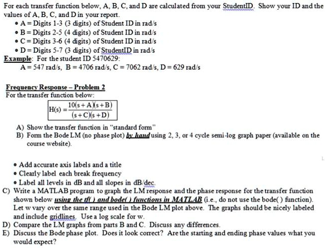 SOLVED: For each transfer function below, A, B, C, and D are calculated ...