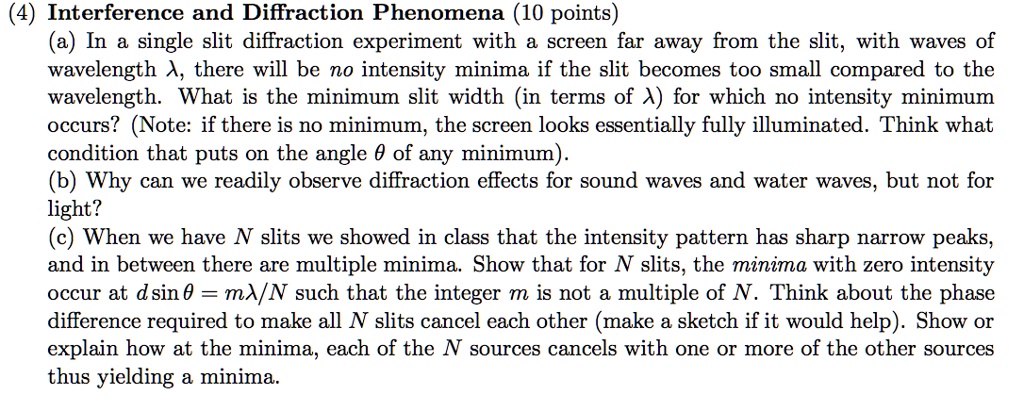interference and diffraction phenomena 10 points in single slit ...
