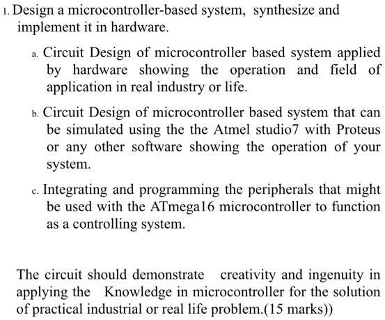 Solved Design A Microcontroller Based System Synthesize And Implement 9677