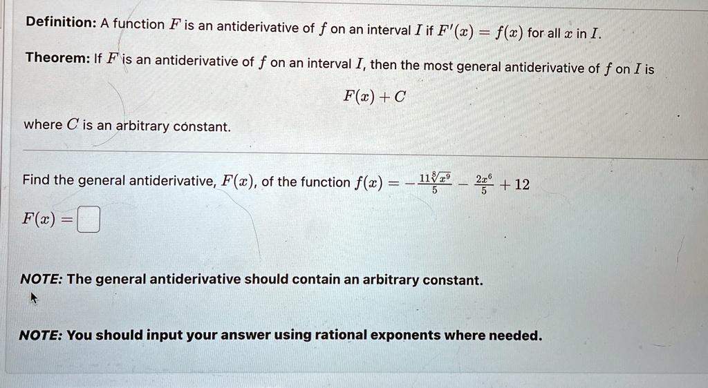 Definition a function f is an antiderivative of f on an...