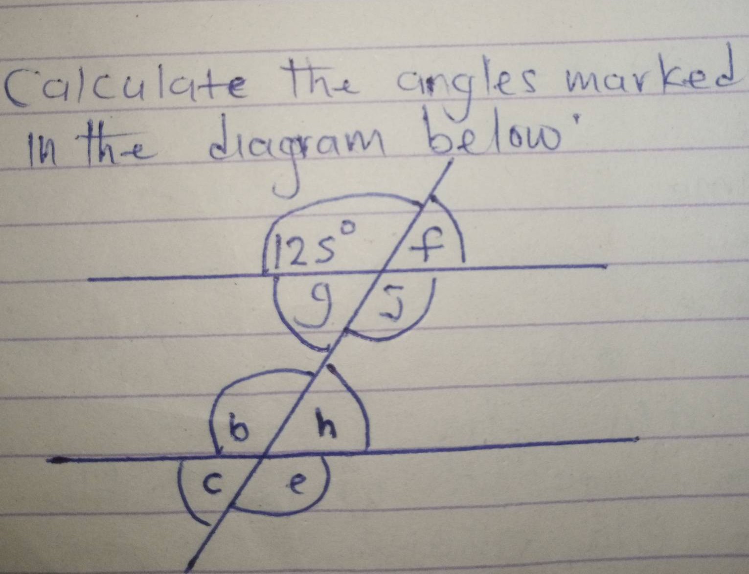 SOLVED: Calculate the angles marked in the diagram below