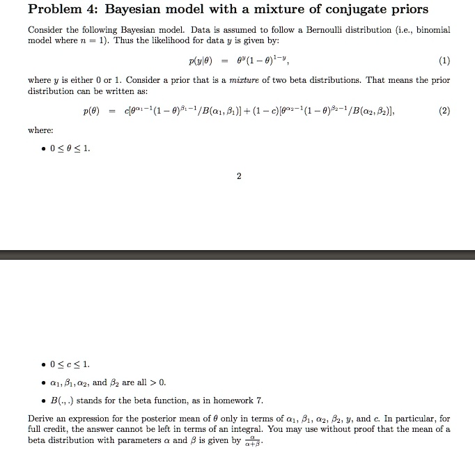 Solved Problem 4 Bayesian Model With Mixture Of Conjugate Priors Consider The Following
