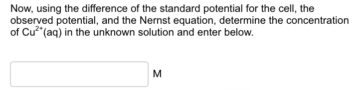 SOLVED: Now, using the difference of the standard potential for the ...