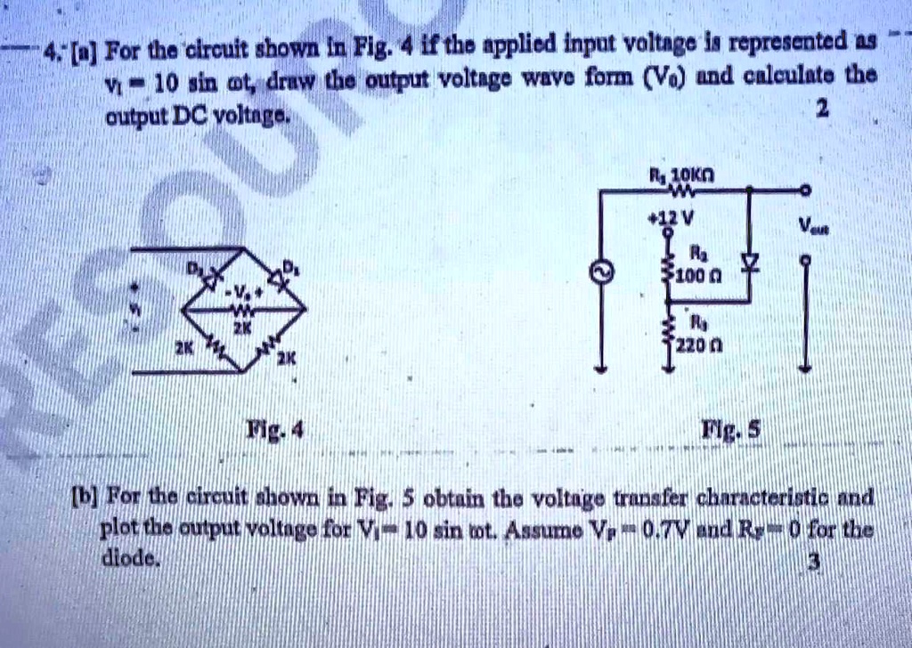 SOLVED: Texts: 1. For the circuit shown in Fig. 4, if the applied input voltage is represented ...